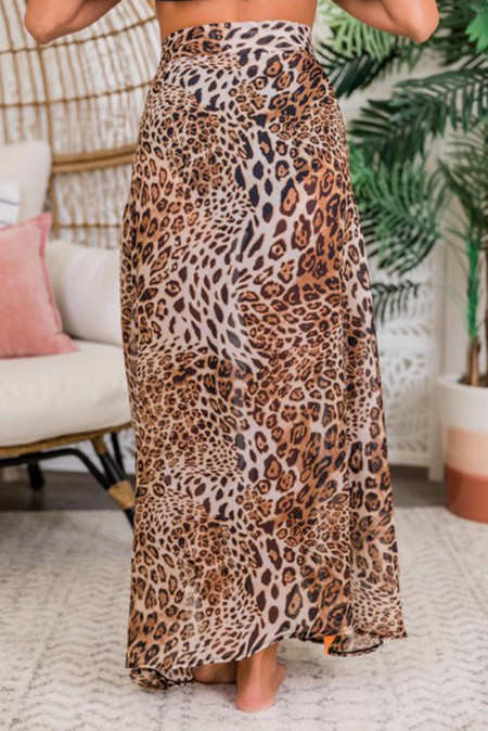 US$5.4 Leopard Print Chiffon Beach Cover up Wholesale Online