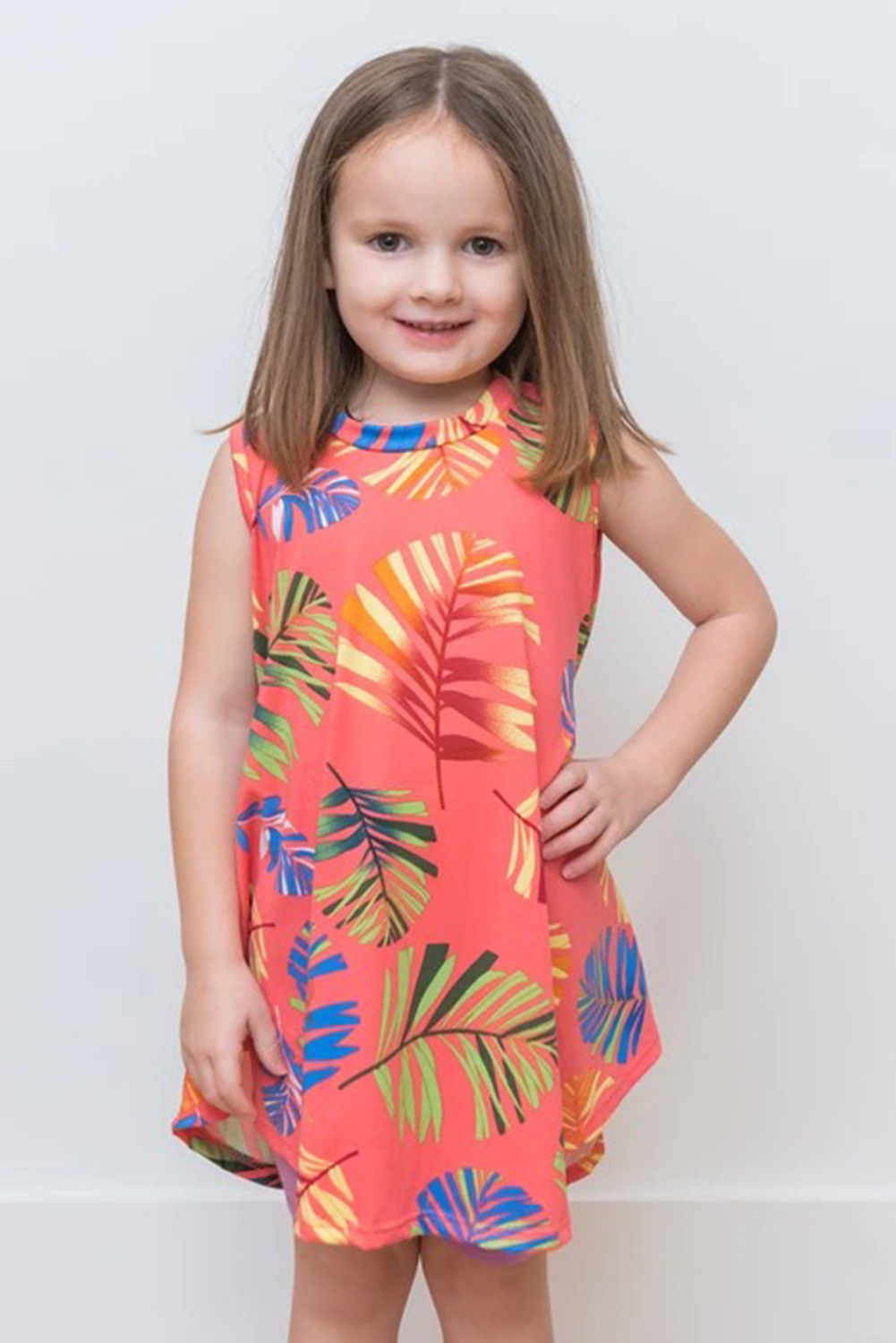 US$4.98 Little Girls Sleeveless A-line Tropical Print Dress Wholesale ...