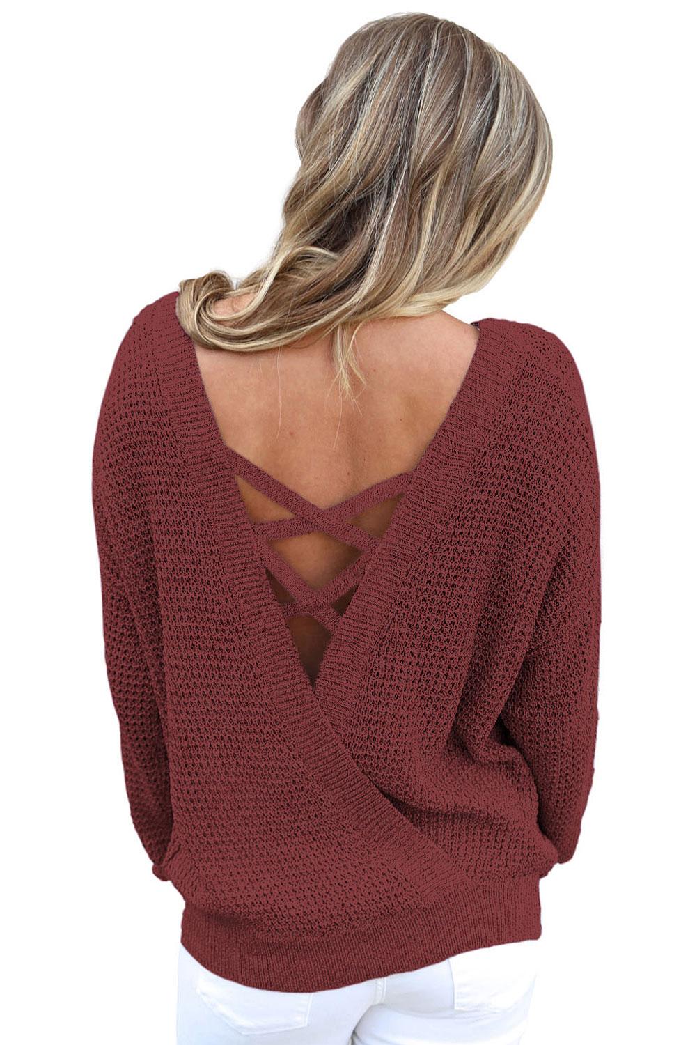$ 31.99 - Asvivid Women's Long Sleeve Criss Cross V Neck Knitted ...